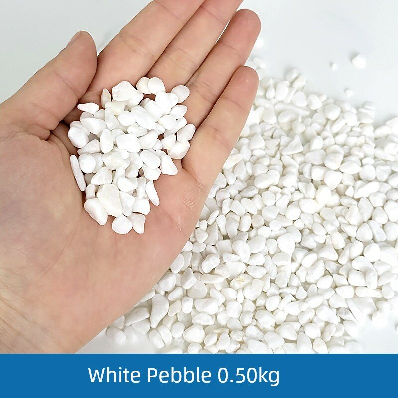 Белые галька для аквариума, светло-серый цвет, упаковка 500 г, натуральные декоративные камни