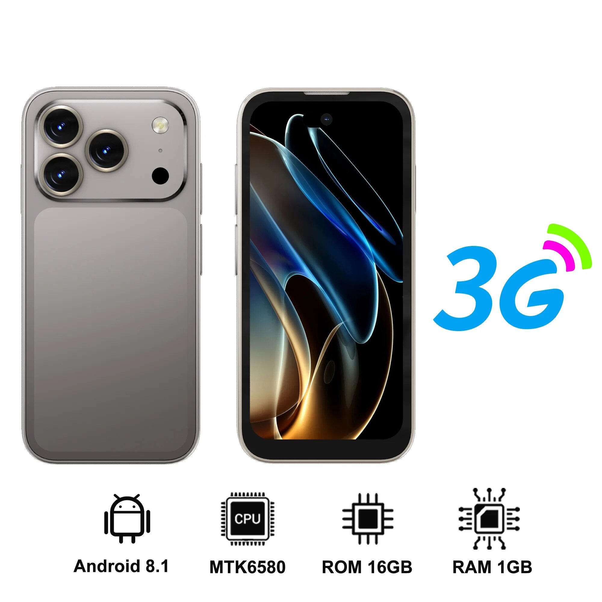 Смартфон SERVO 17PRO MAX 3G Mini На Android С Двойной Камерой, Разблокировкой По Лицу, Серый, Grey