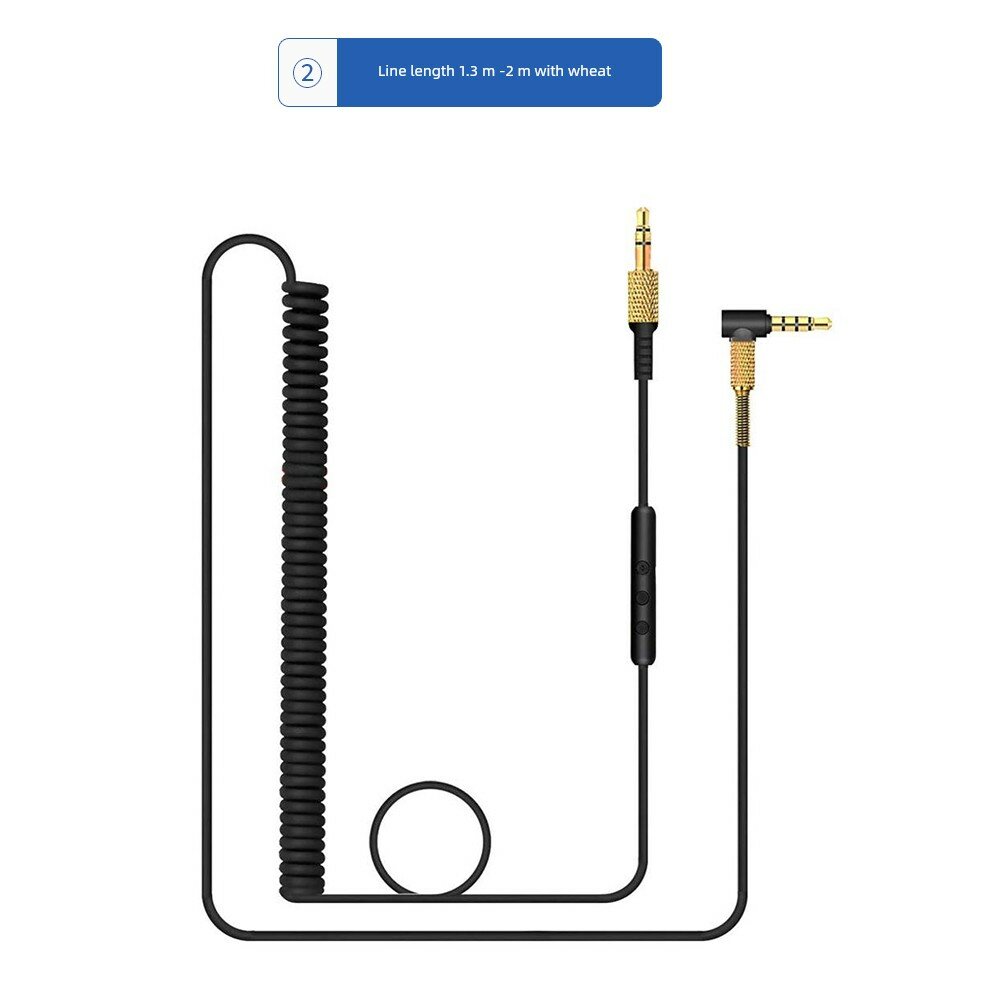 Кабель для наушников Marshall Major 1 2 3 4 Monitor Mid ANC, аудиокабель-спираль, аксессуары Короткий кабель / Черный /