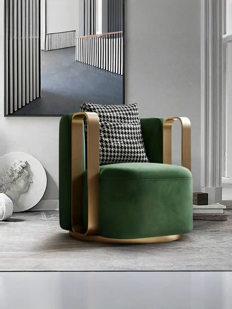 Дизайнерское кресло крутящееся с золотым основанием, ORIENTALE