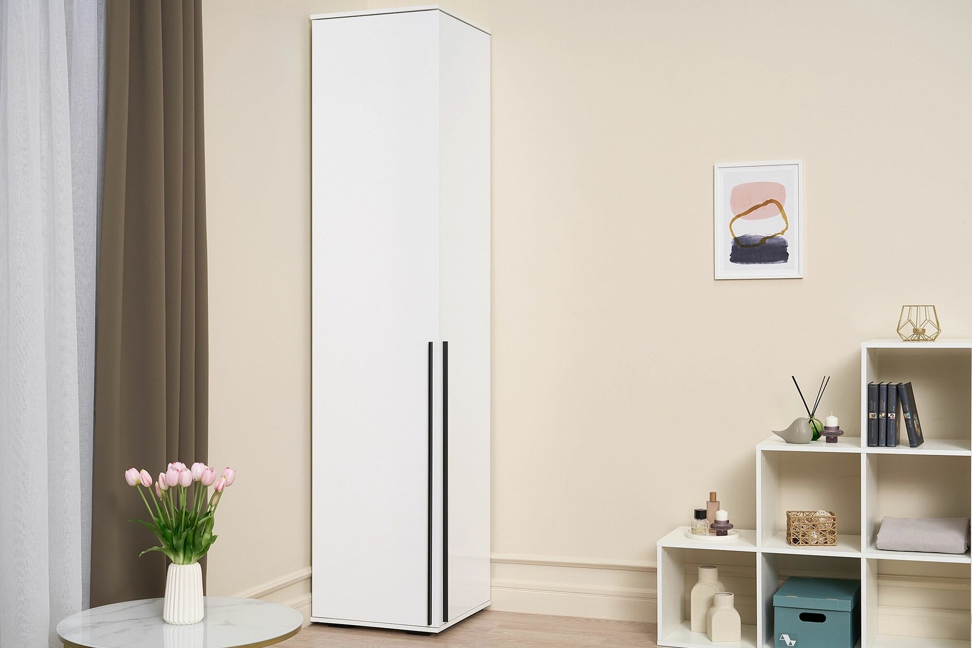 Норд Пенал угловой (Белый глянец, Белый)