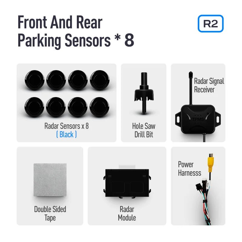 Передние и задние датчики парковки*8 радар только для TEYES CC4 PRO R2 Black FR