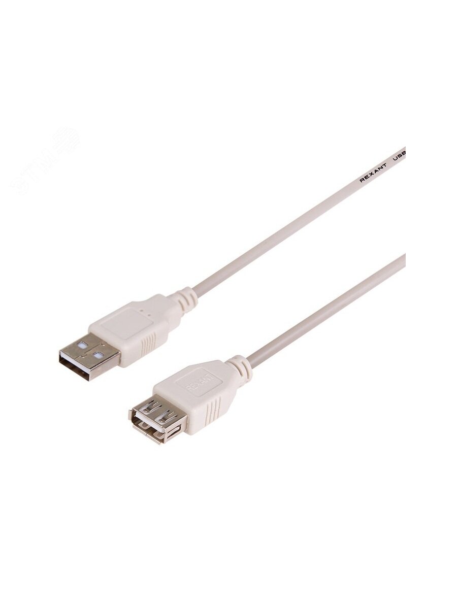 Кабель Rexant 18-1117 USB-А (male) - USB-A (female) 5M серый