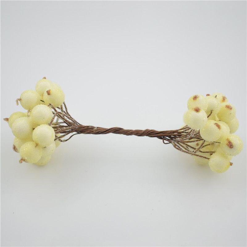 Декор для дома bright and festive mini christmas foam frosted holly berry flower, молочный белый