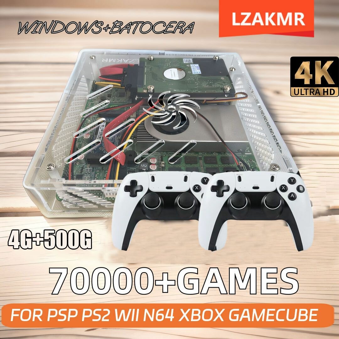 Новая Супер Игровая Консоль U7 500GB HDD 70000+ Reto Игры Windows11 60 Эмулятор для Wii PS2 SS DC PSP Batocera I3-3110M