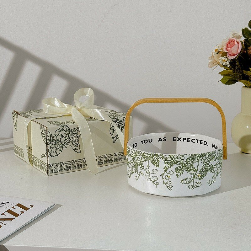 Керамический ретро-переносной поднос для фруктов, легкая роскошная корзина для фруктов, диаметр 15 см, 1 шт