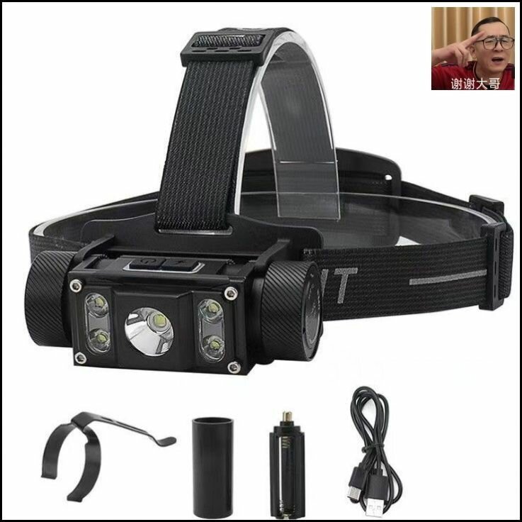 Инновационный налобный фонарь BORUIT B50 5000LM, премиум с аккумулятором 21700/18650