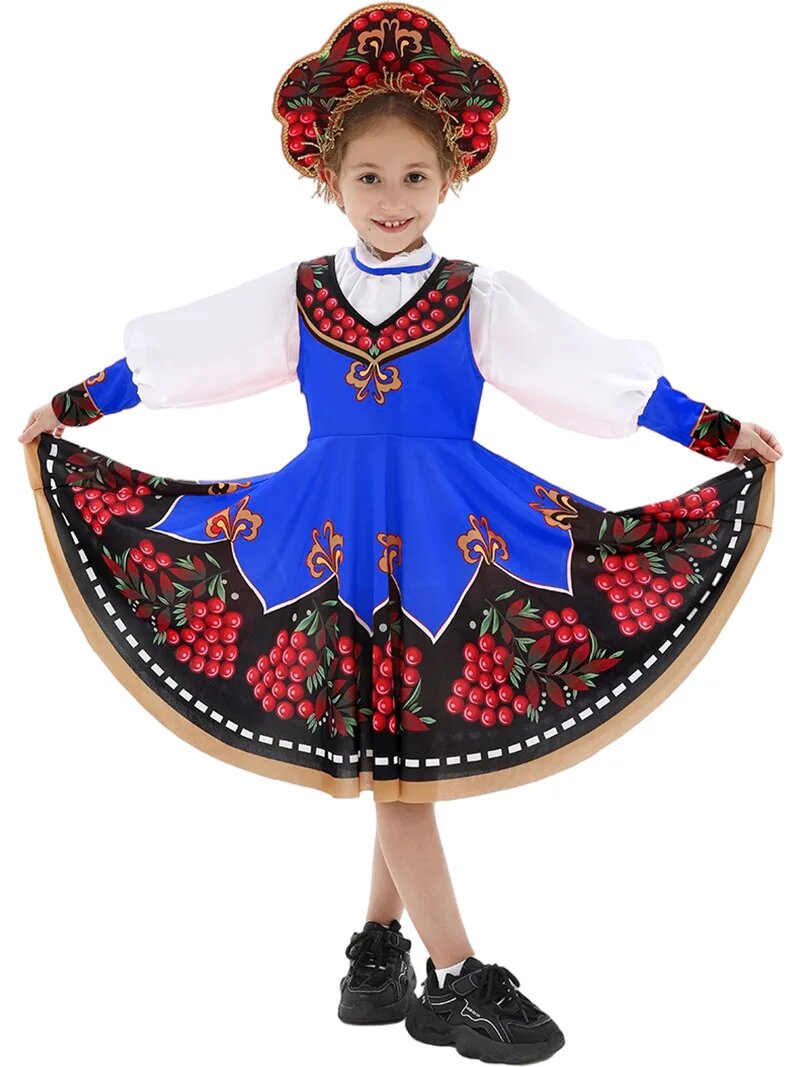 Детский костюм русской народной стилистики М, Синий, Синий