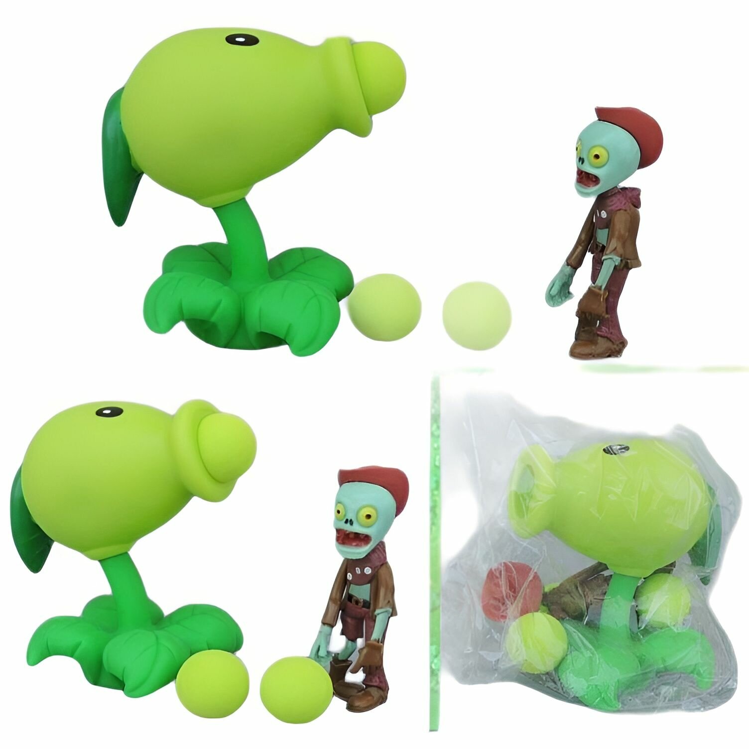 Набор фигурок Plants vs Zombies #1 / Зомби против растений (стрелялка+зомби+3 шт шарики ) (5-8см в пакете)