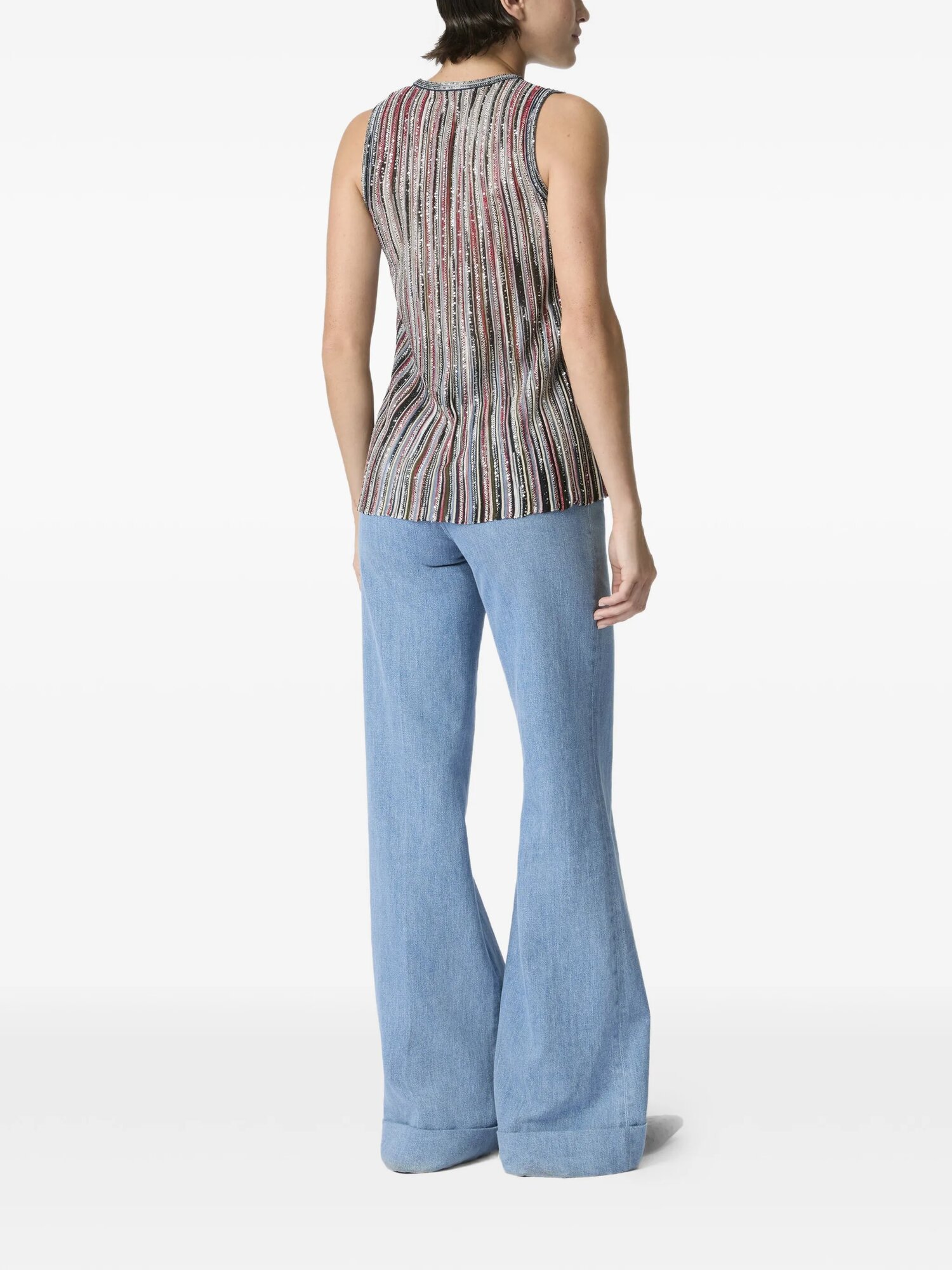 Топ Missoni Striped sequin-embellished top, размер 42, серый — фото 1