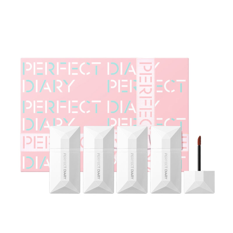 Жидкая помада женская PERFECT DIARY Dewy Pink, оттенок Lightening 40 Degrees Nude #Business Card Liquid Lipstick Box