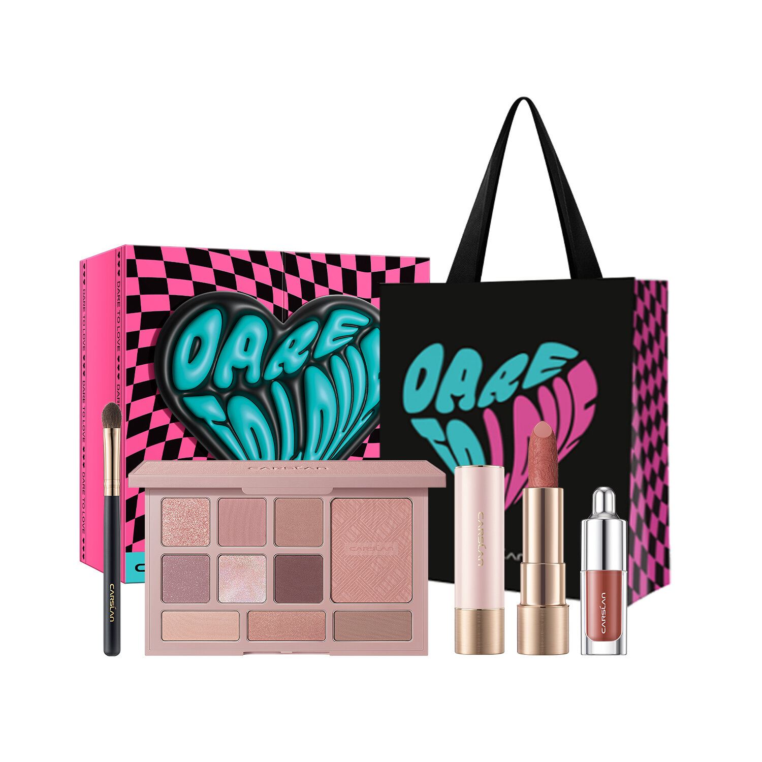Набор для макияжа женский Carslan Limited Love Box, Ten-Color Overall Eyeshadow Palette+Sheer Lipstick