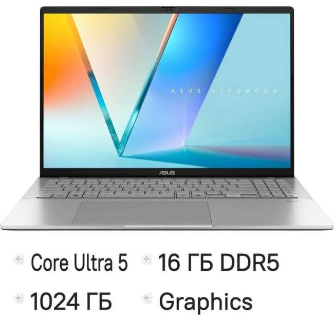 90NB1731-M00810 Ноутбук Asus VivoBook S16 S3607AA-SH097 Core Ultra 5 325 16Gb SSD1Tb Intel Graphics 16" OLED WUXGA (192