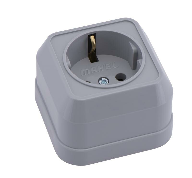 Розетка ОП IP20 с заземл. сер. Makel 45008