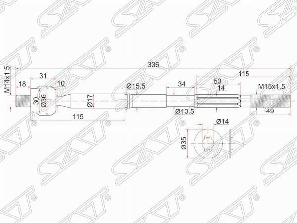 Тяга рулевая SAT ST-45503-29825 TOYOTA CALDINA 02-07/WISH 03-17 LH=RH
