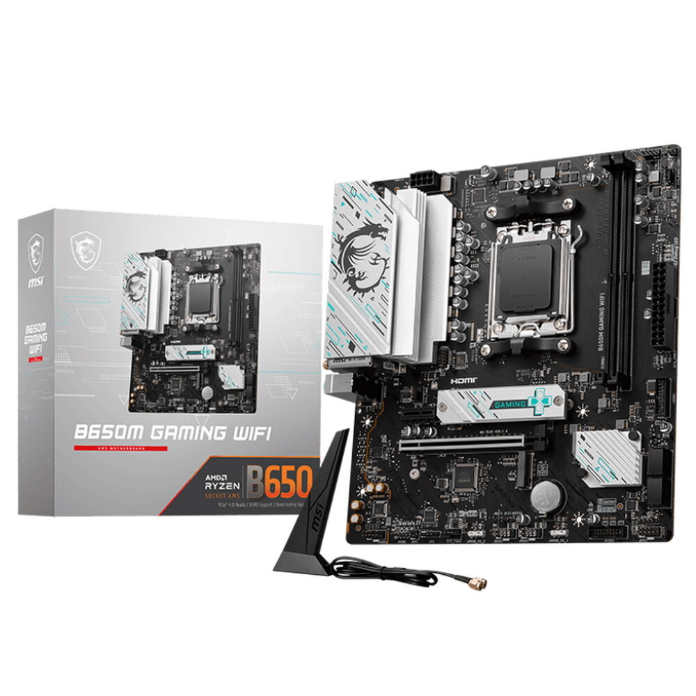 Материнская плата MSI B650M GAMING WIFI уц-2 B650, AM5, 2*DDR5, 1*PCIEx16, 1*PCIEx1, 2*M.2, 1*TypeC, 7*USB3.2Gen1, 6*USB2.0, 4*SATA3.0, 2.5G, DP, HDMI, M-ATX, RTL