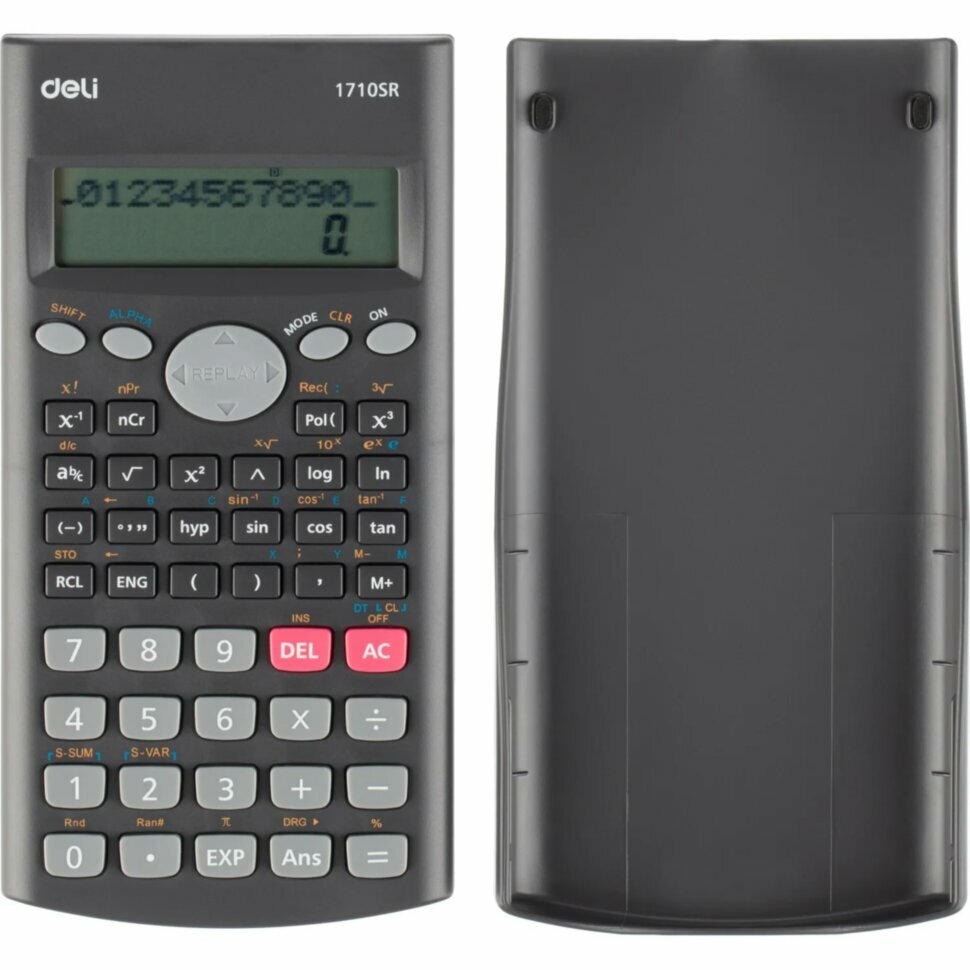 Калькулятор научный Deli E1710SR,240фун,2стр. дисп,10+2разр,162х84, темн. сер, 2346678