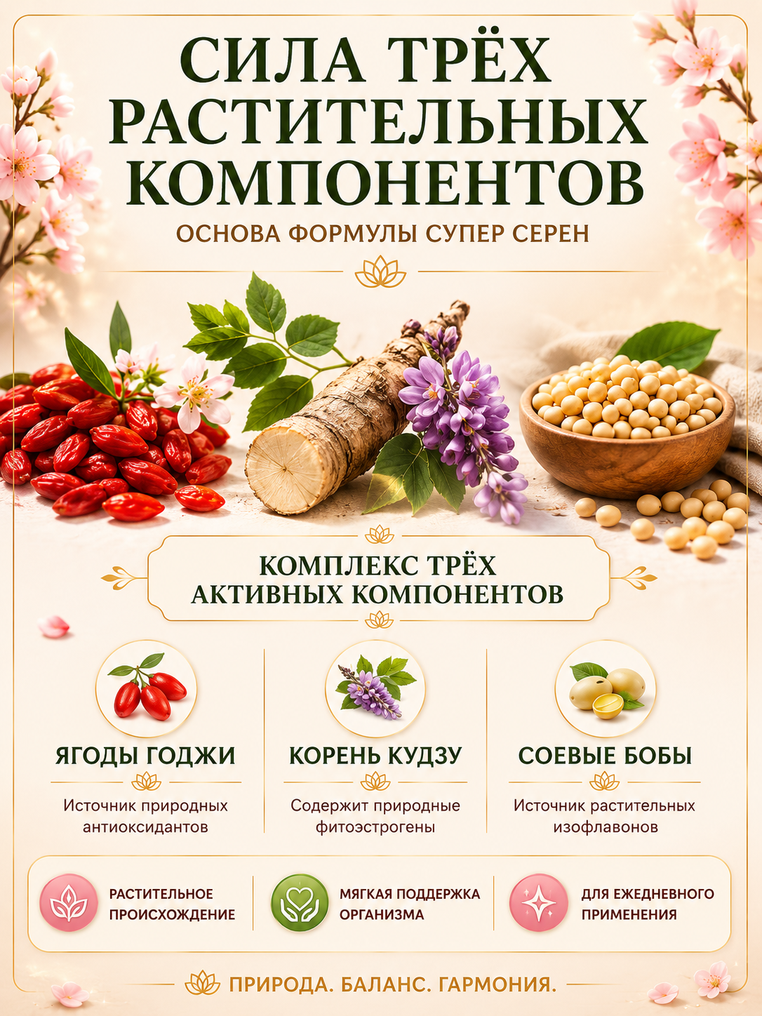 БАД к пище Тяньши "Супер Серен", для женского здоровья, капсулы, 60 штук — фото 1
