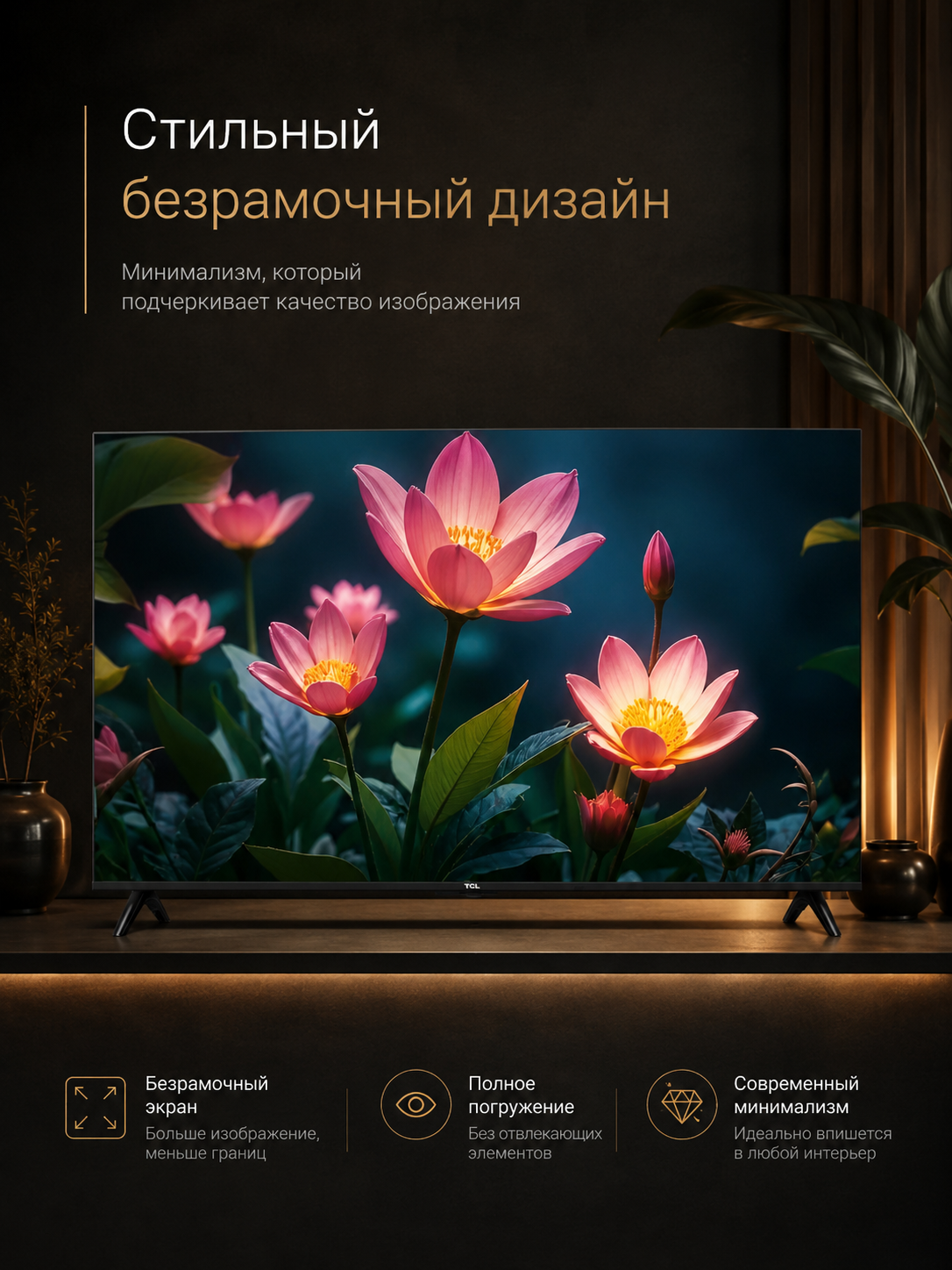 Телевизор TCL QLED 43S5K, Full HD, Google TV, 43 дюйма, QLED, HDR10, Wi-Fi — фото 1