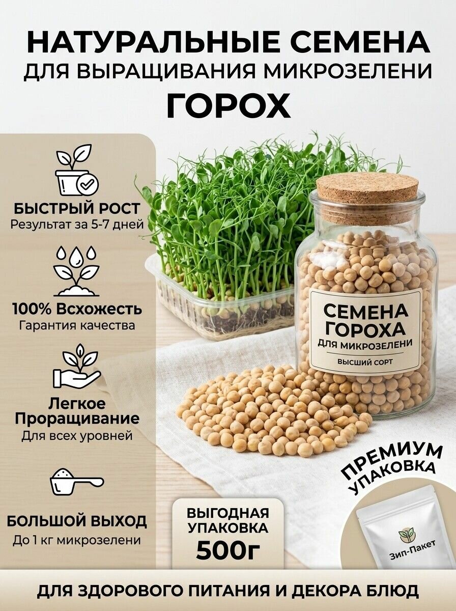 Горох для проращивания микрозелени - элитные семена