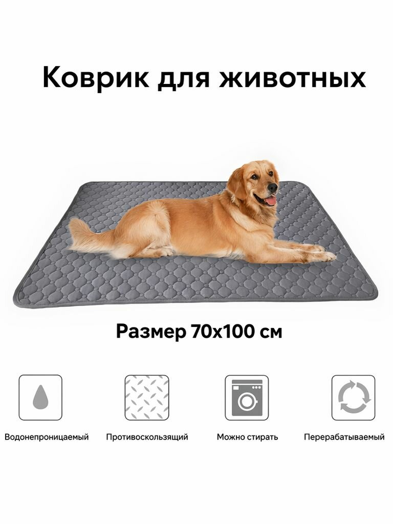 Водонепроницаемый плед для животных 70x100 см, двусторонний чехол на диван от царапин кошек и собак, моющийся при 30C, темно-серый для кошек для собак моющийся чехол