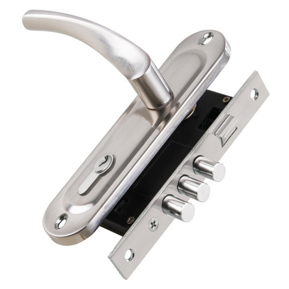 Замок врезной Punto LOCKSET15. CRONA.4061-3 SN для входной двери под цилиндр матовый никель 5 ключей