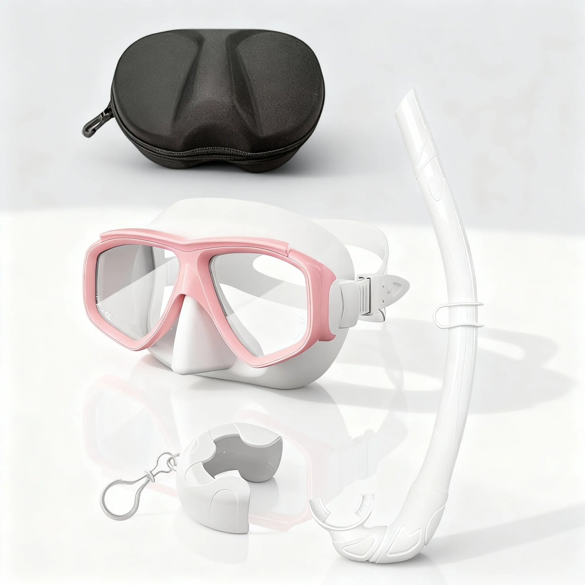 JSJM M203 NEW SET Панорамная маска для дайвинга WHITE PINK SET