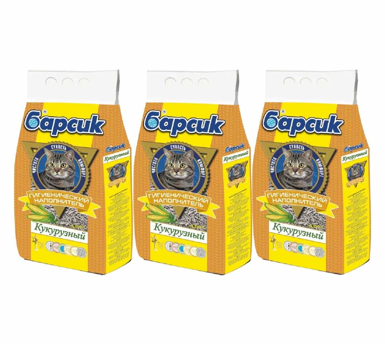 Барсик Наполнитель кукурузный 4,54л (3 штуки)