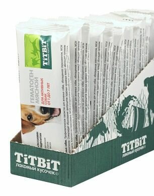TitBit Лакомство для активных собак Гематоген мясной 35г(10шт)