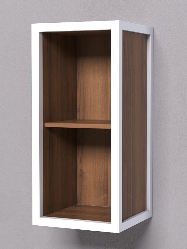 Антресоль узкая А-03 "стронг" в стиле лофт, Орех + металлический каркас Белый