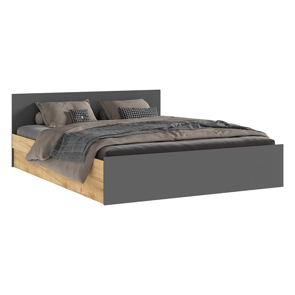 Кровать Бася Люкс, Дуб Крафт, Графит, 1,6м