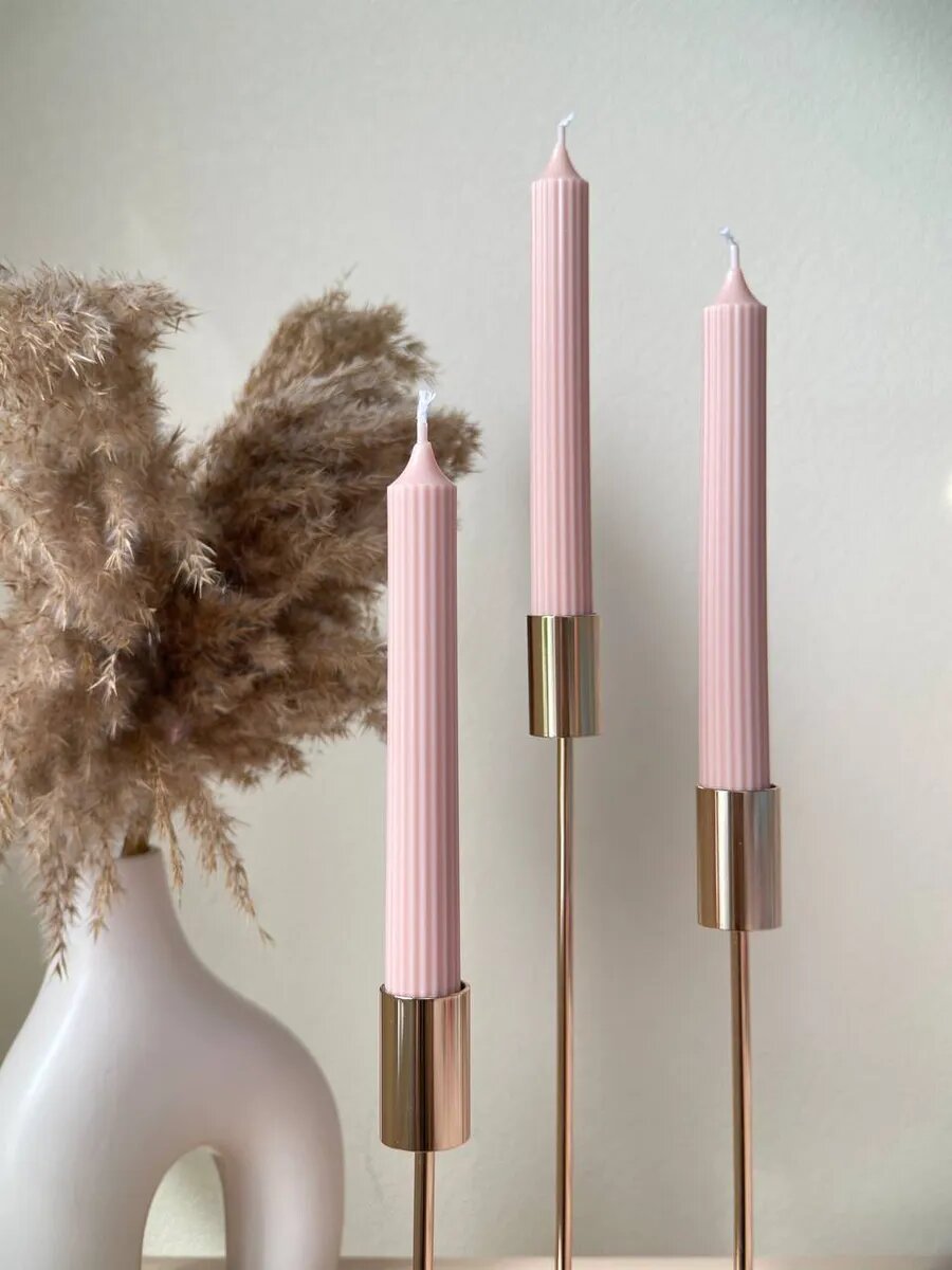 Столовые свечи прямые HOME DECO , бежевые, 20см, ручная работа