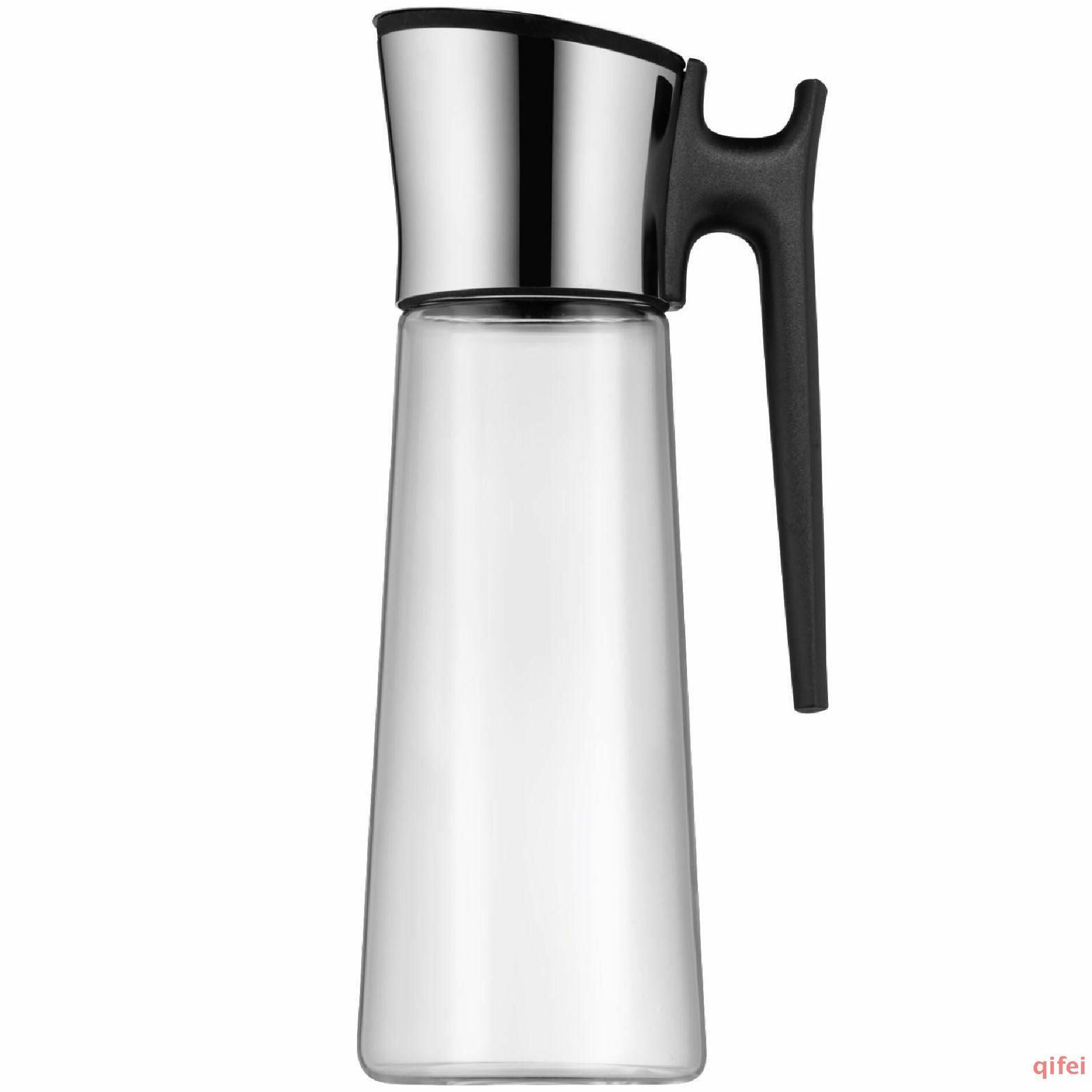 Стеклянный кувшин для воды с ручкой WMF Basic 1,5 л, из нержавеющей стали Cromargan, крышкой CloseUp, встроенным ситом, черный