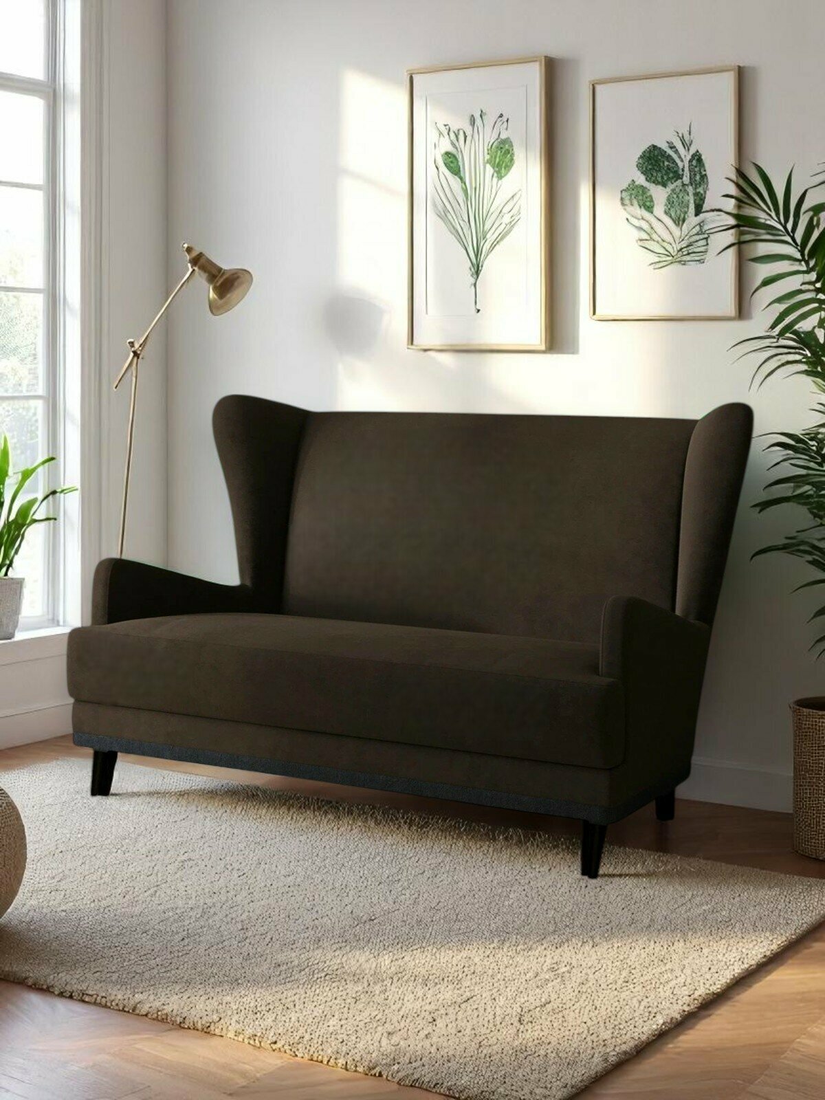 Мини диван Оскар прямой, на кухню, на ножках, велюр Jawa Venge 07, 145 х 90 х 92 см