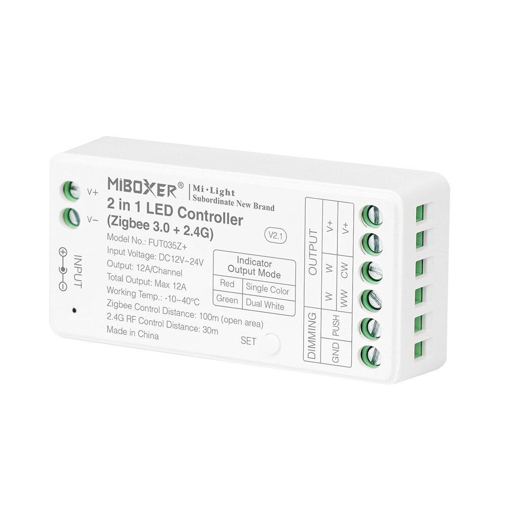 Штриховой контроллер Zigbee Led FUT035Z + для одноцветного двухбелого DC12 - 24V