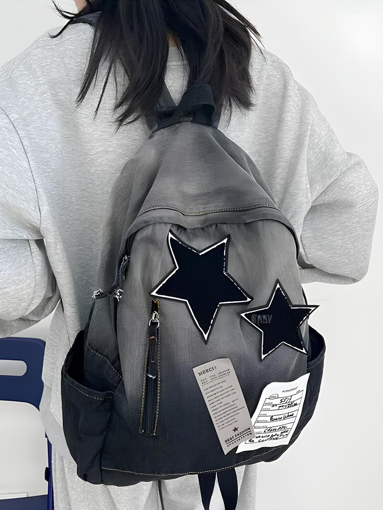 Рюкзак джинсовый y2k школьный корейский для подростков, городской портфель для девочки