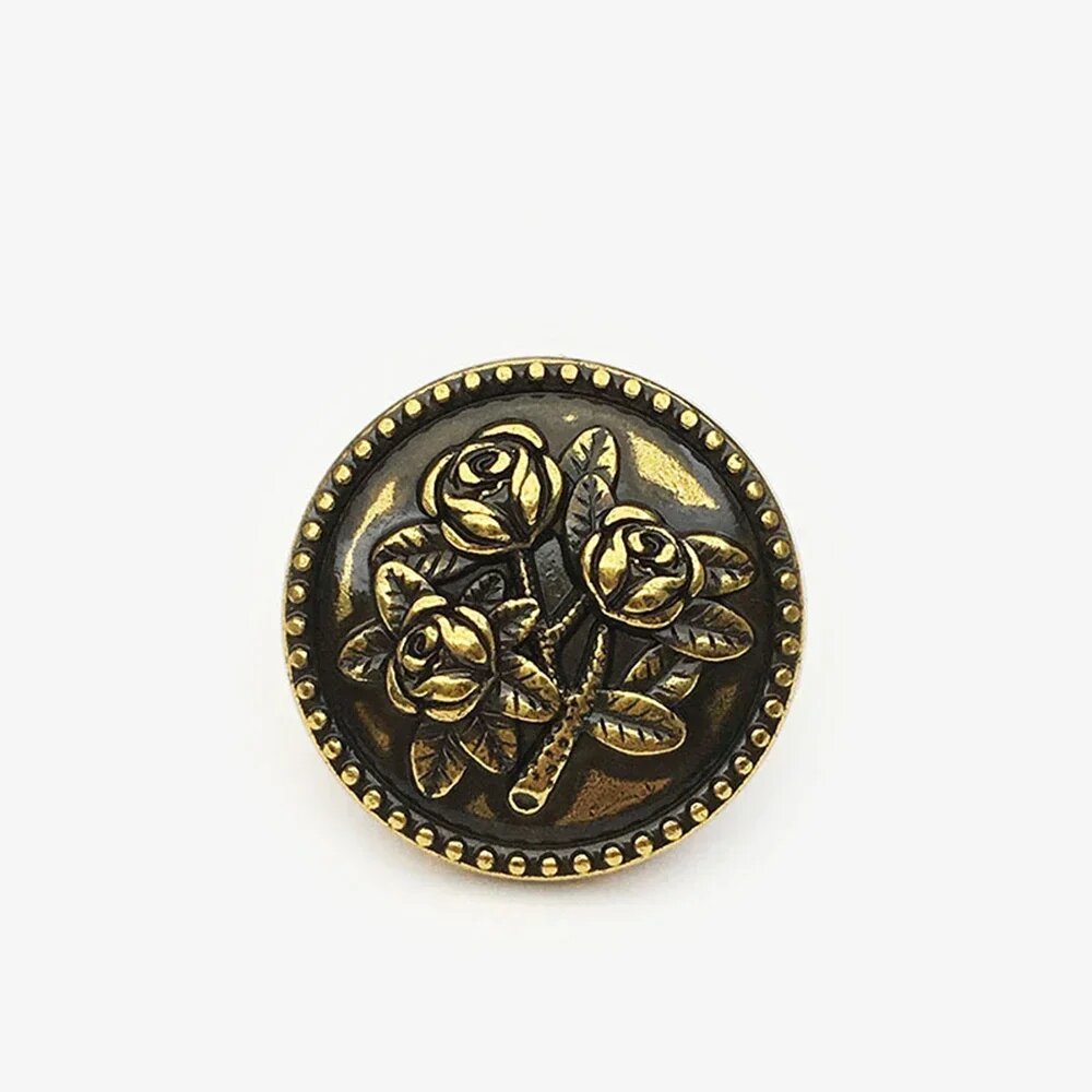 Винтажные металлические пуговицы, черные, латунь, 10 шт. 18mm-0.71in-10pcs, Antique Brass