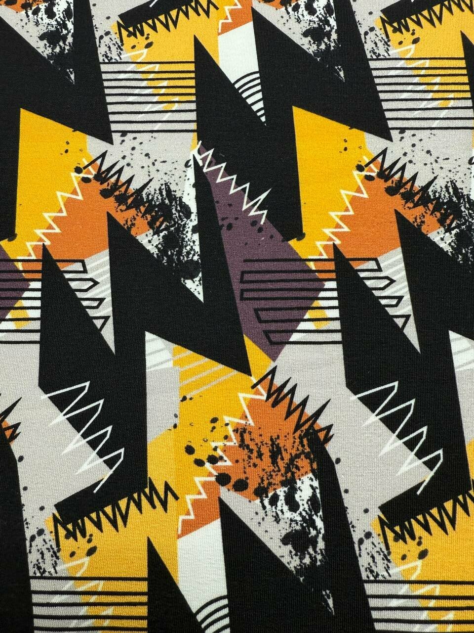 Ткань Футер 2-х нитка с диджитальным рисунком Геометрия 240г/м2