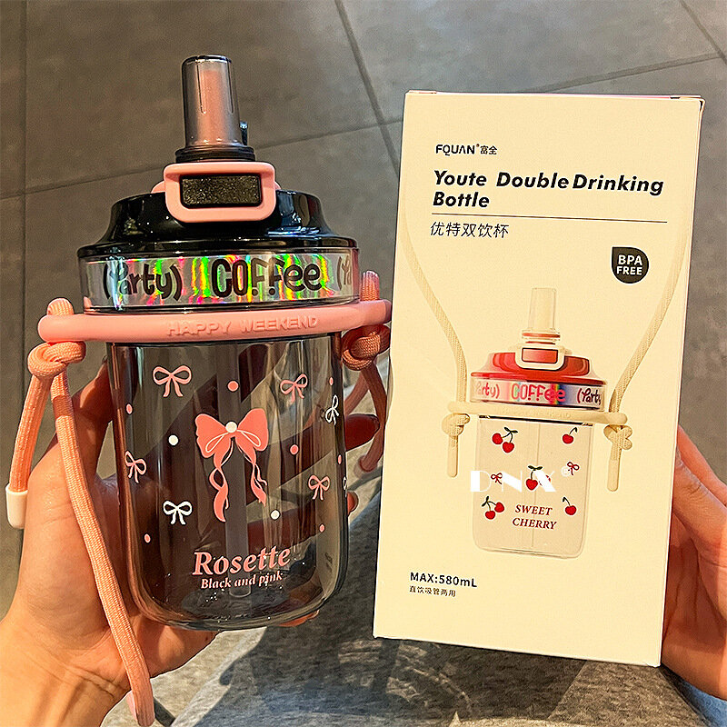 Новая термостойкая тритановая трубочка для женщин, высококачественная переносная пластиковая кружка для детей и студентов, двойная питьевая кружка