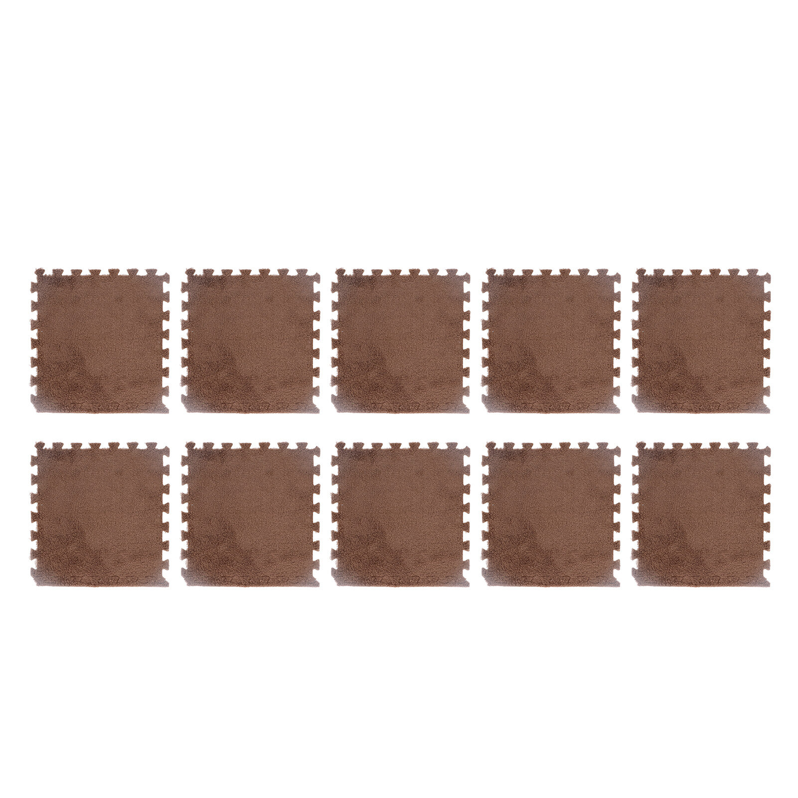 10 шт. Мягкие поролоновые напольные коврики, предотвращающие скольжение, обрезаемые, утолщенные, соединяющиеся между собой, коричневые.
