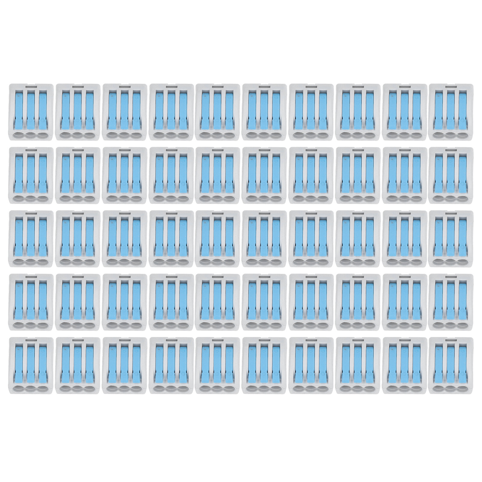 50 шт. 3-портовых проводных соединителей, бронзовые, компактные, для быстрой проводки, клеммы для монтажа электропроводки в зданиях, синие.