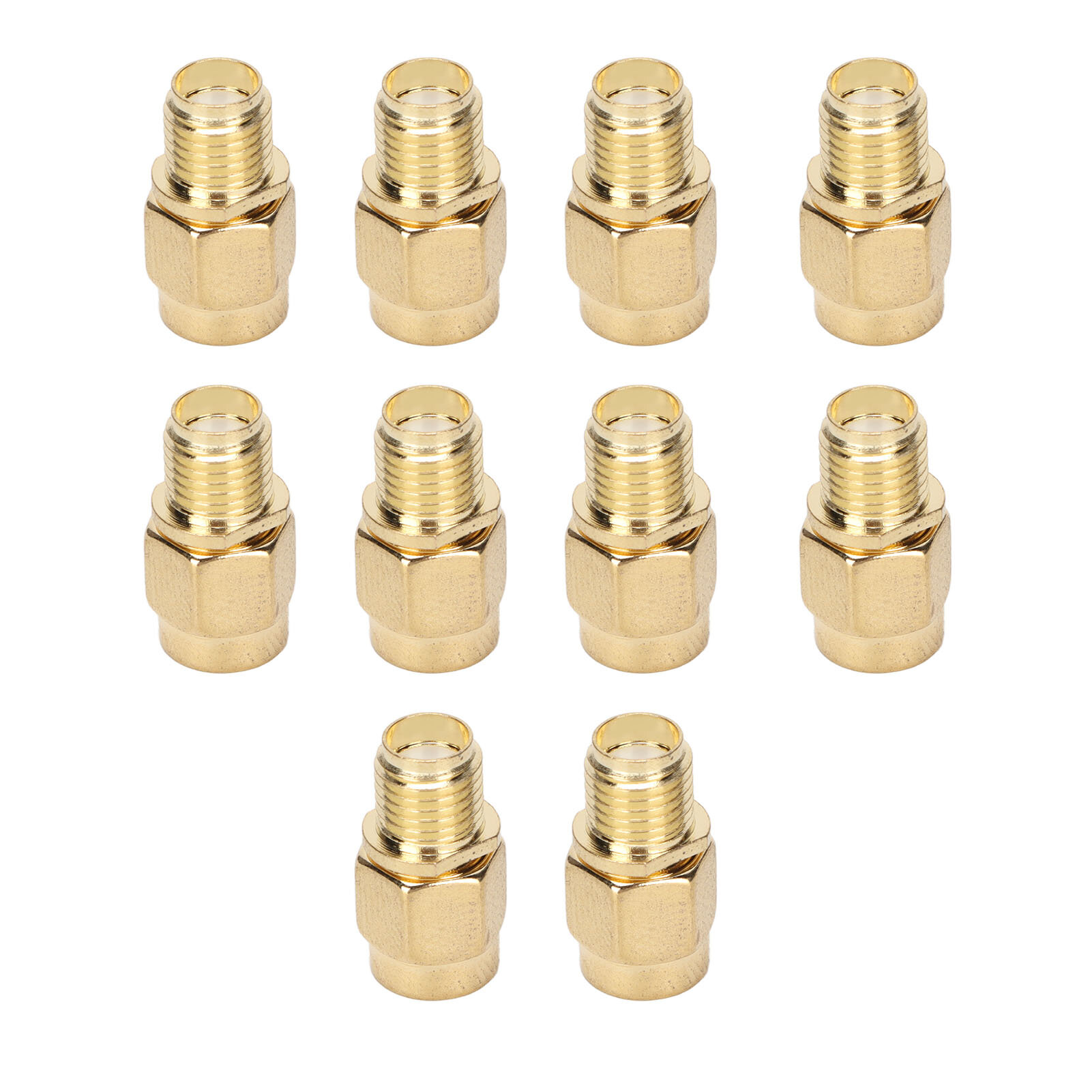 Комплект из 10 адаптеров для коаксиального радиочастотного кабеля: разъемы SMA «мама» и RPSMA «мама».