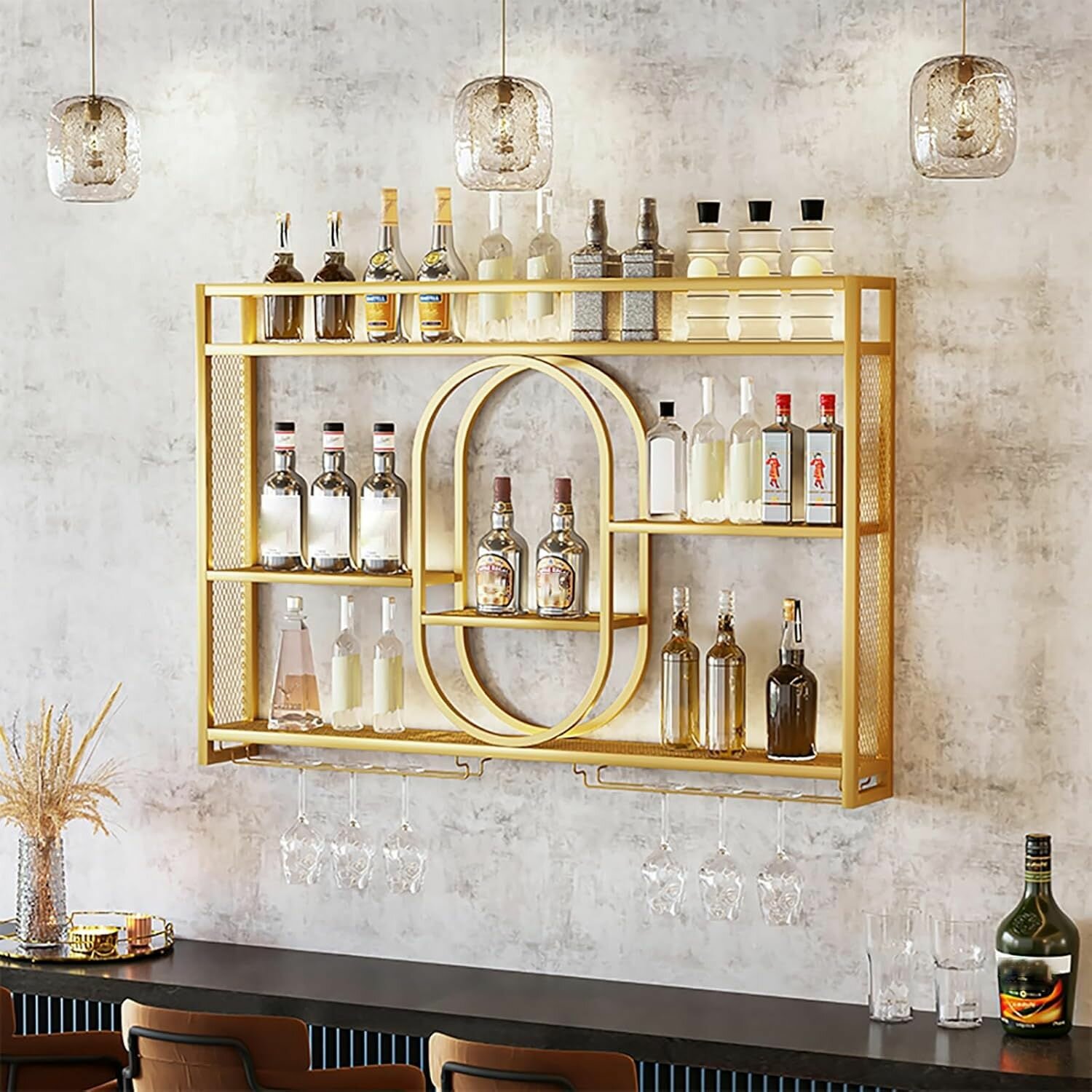 Современный настенный винный шкаф