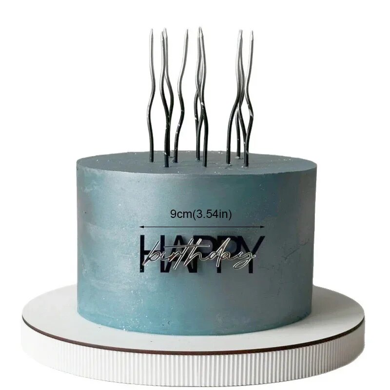 Торт "Happy Birthday" с черными спиральными свечами, 9 см