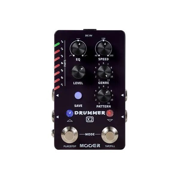 MOOER Drummer X2 Professional Stereo Multi Drum Machine с функцией заполнения, функцией Tap Tempo, программным обеспечением Editor для электрогитары, бас-гитары