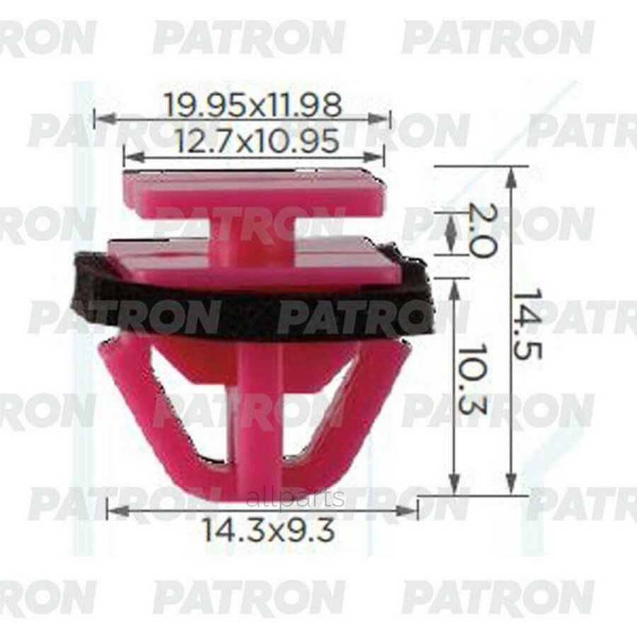PATRON P37-0389A Клипса пластмассовая (упаковка 100шт) Hyundai, Kia применяемость: отделка стоек, порогов, молдинги