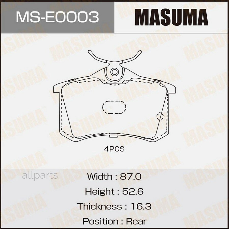 MASUMA MSE0003 колодки тормозные
