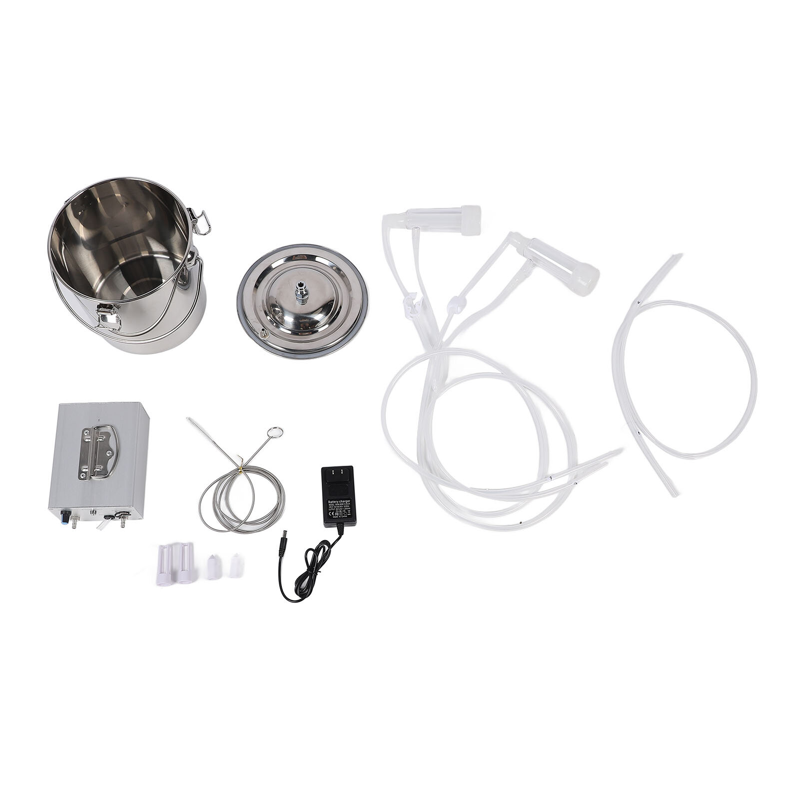 Доильный аппарат для коз, 7 л, портативный, перезаряжаемый, регулируемый, из нержавеющей стали, автоматический, пульсирующий, вакуумный, электрический, вилка США от 100 до 240 В