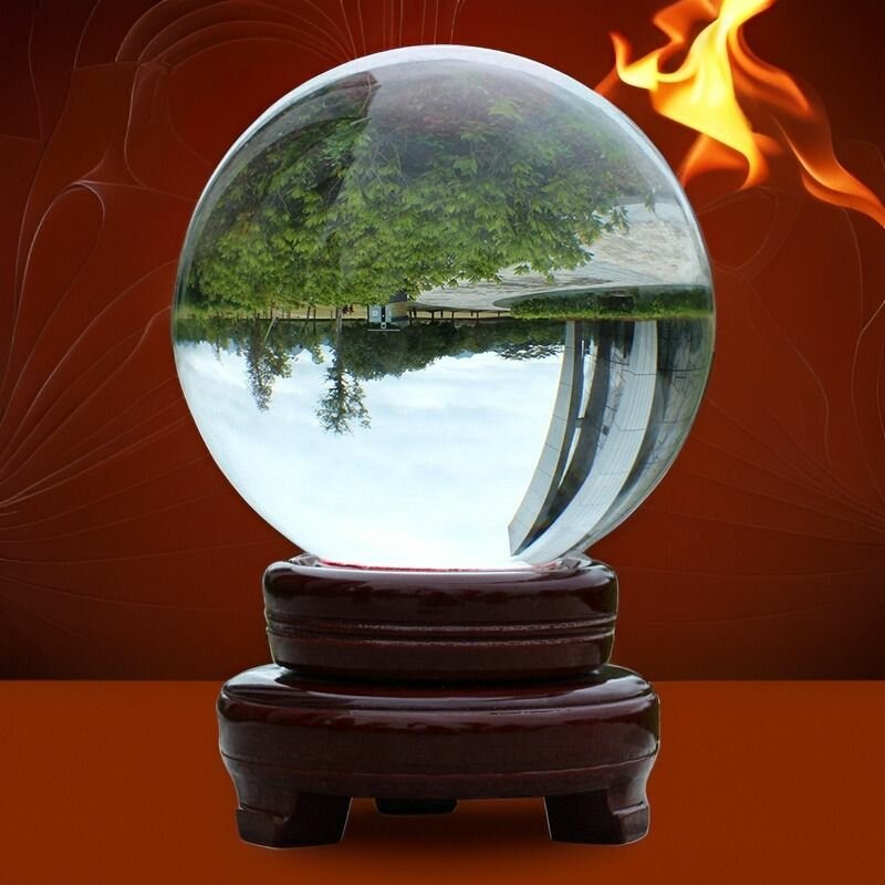 Магический хрустальный шар, гадание, ритуал, Диаметр 10 см, С деревянным основанием