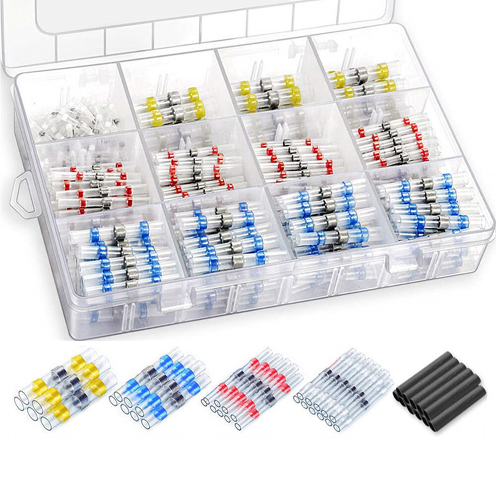 Набор из 1200 термоусадочных соединителей для проводов, водонепроницаемых и изолированных, для пайки, для использования в морской, автомобильной, мотоциклетной и электронной технике.